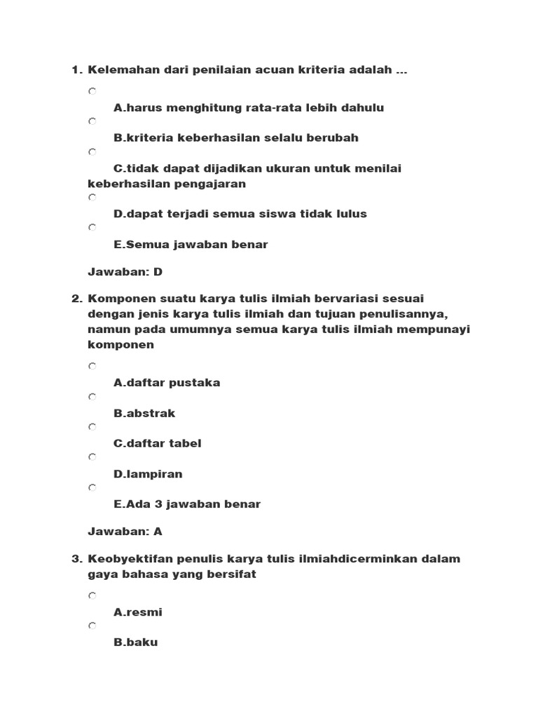 Soal & Kunci Jawaban Ukg | PDF
