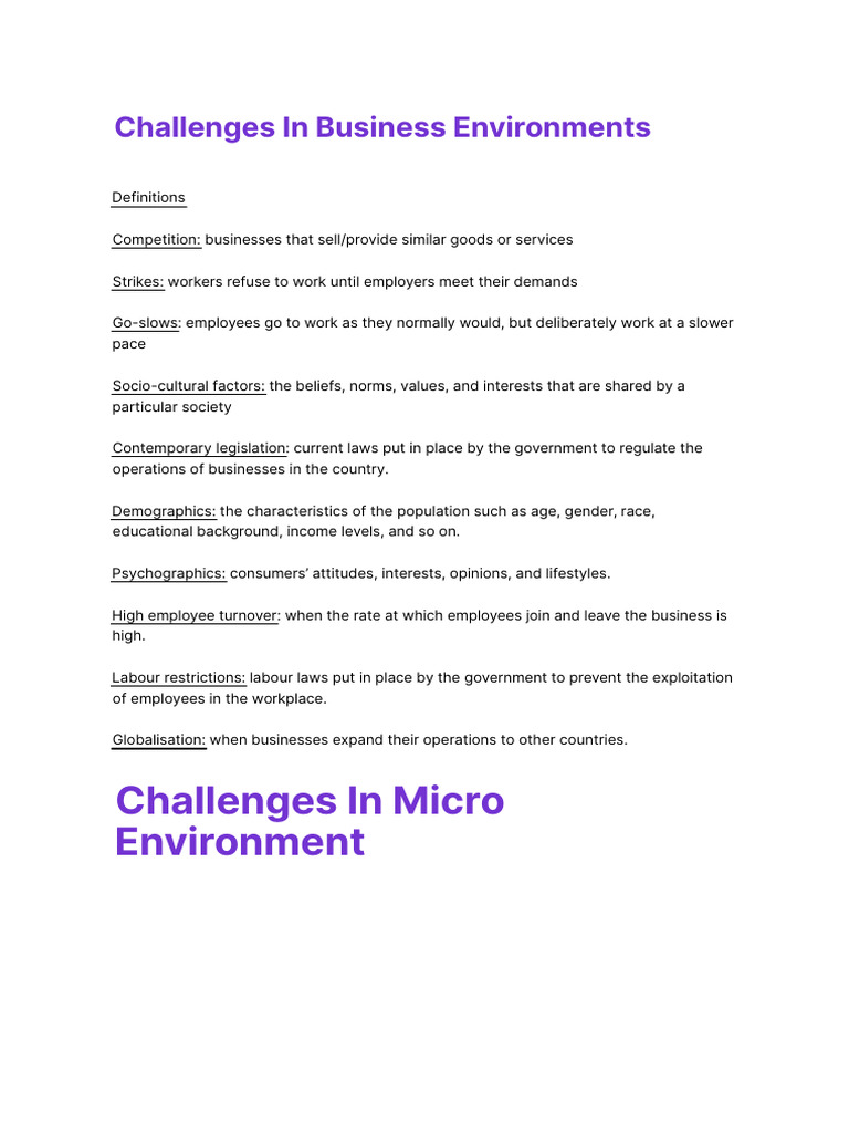 Challenges in Business Environments | PDF | Profit (Economics) | Employment