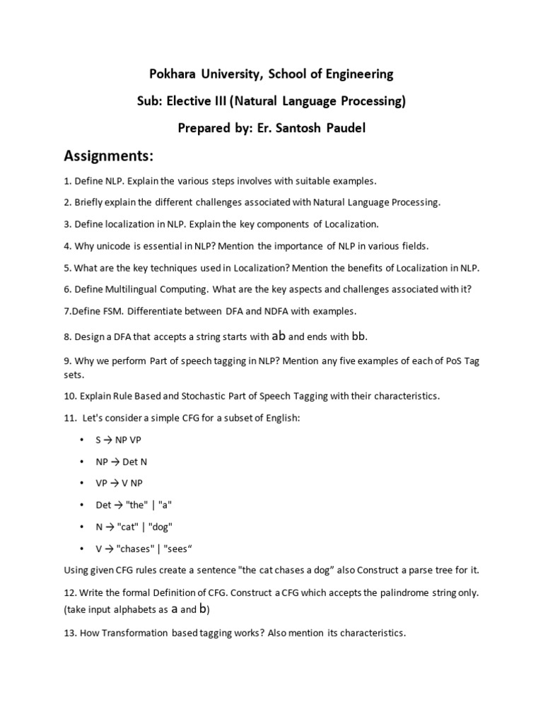 Natural Language Processing Assignment - 240612 - 121206 | PDF | Syntax | Grammar