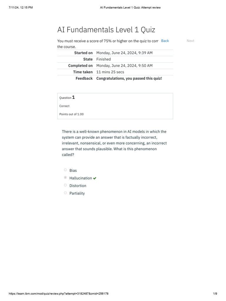 AI Fundamentals Level 1 Quiz Results | PDF | Artificial Intelligence ...