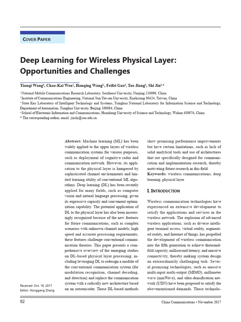 Deep Learning For Wireless Physical Layer | PDF | Artificial Neural ...