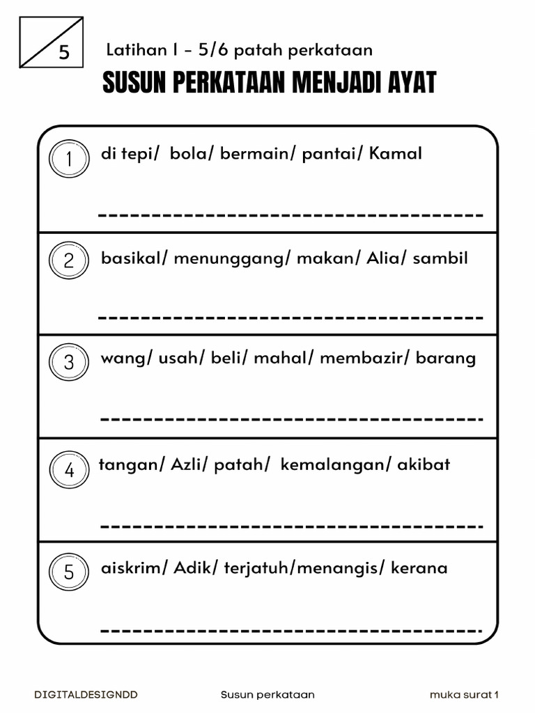 Susun Perkataan Set 3 - 5-6 Patah Perkataan | PDF