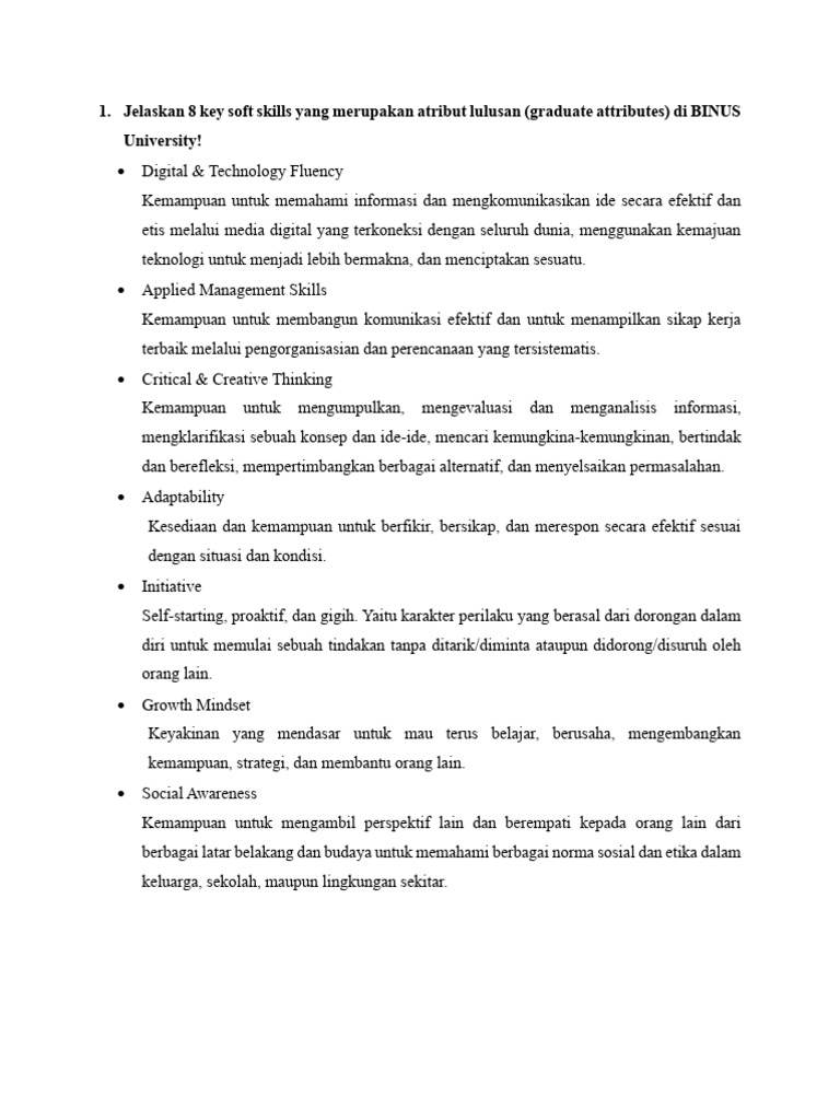 8 Soft Skills Penting Lulusan BINUS | PDF