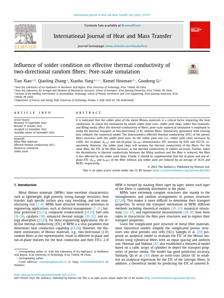 Influence of Solder Condition On Effective Thermal Conductivity of | PDF | Thermal Conduction ...