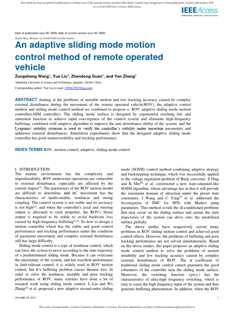 An Adaptive Sliding Mode Motion Control Method of | PDF | Control Theory | Kinematics