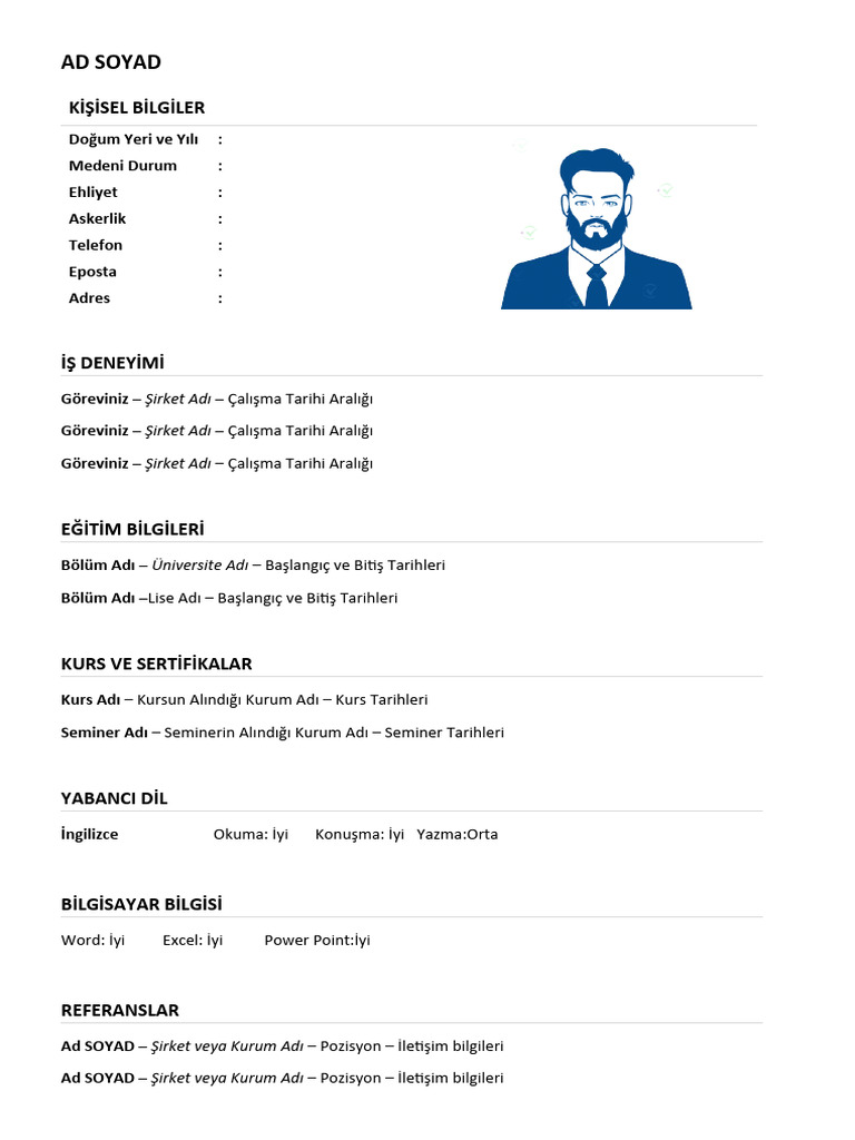 Fotografli Basit Bos Cv Word Belgesi | PDF