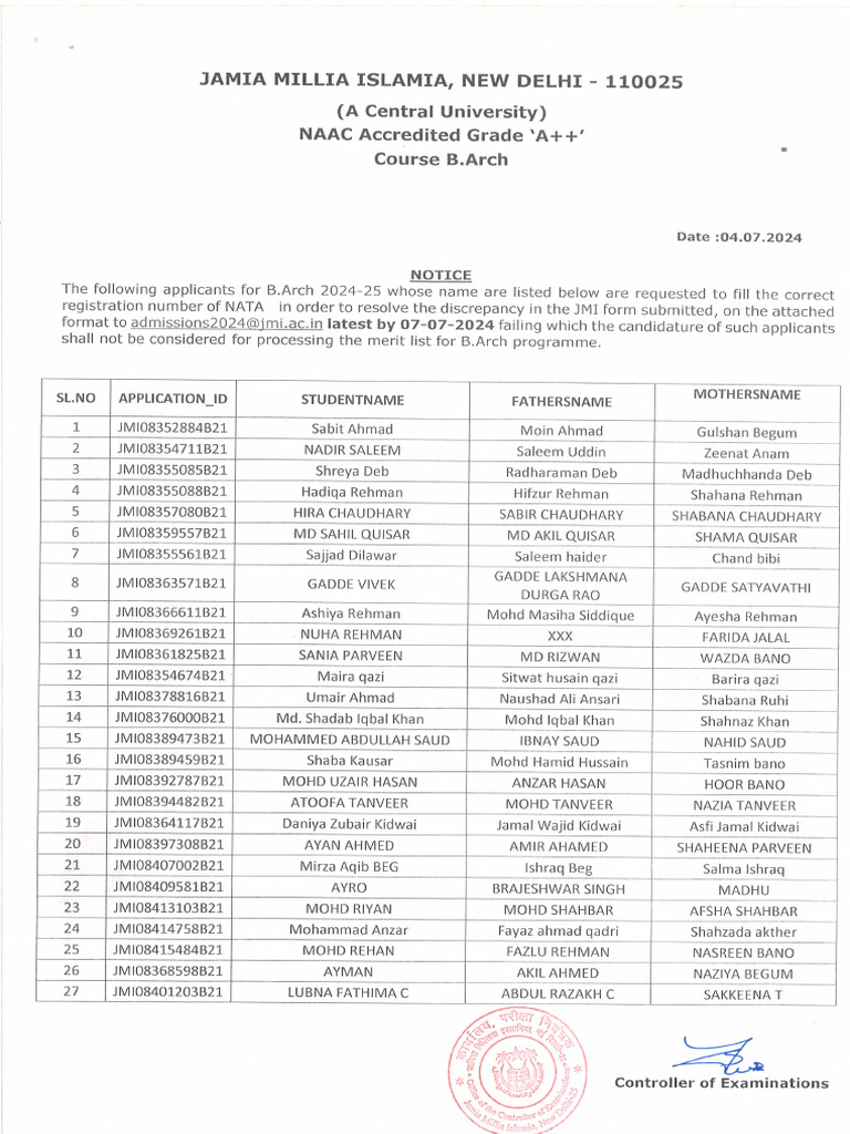 Notice .B.Arch | PDF
