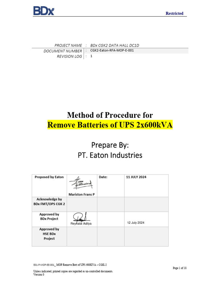 UPS Battery Removal Procedure - CGK-2 | PDF | Personal Protective ...
