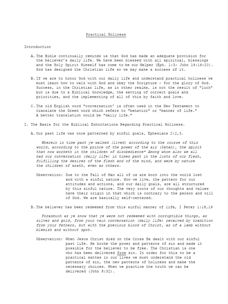 Practical Holiness | PDF | Jesus | Bible