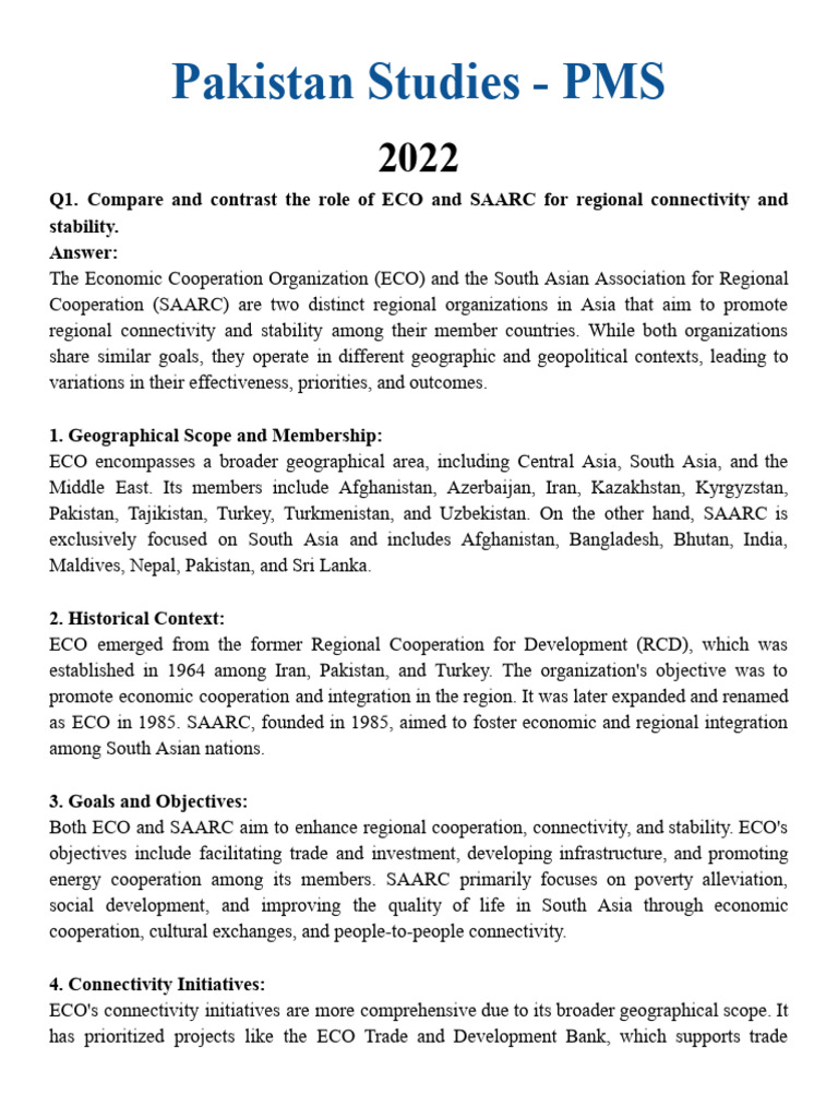 Pakistan Studies - PMS | PDF | Pakistan | Governance