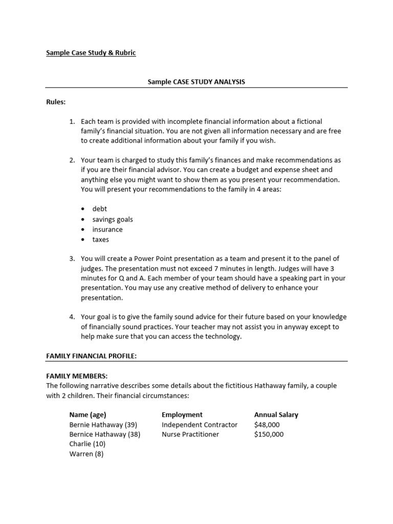 Sample Case Study Rubric-2018 | PDF | Mortgages | Interest Sample Case Study Rubric-2018 | PDF | Mortgages | Interest