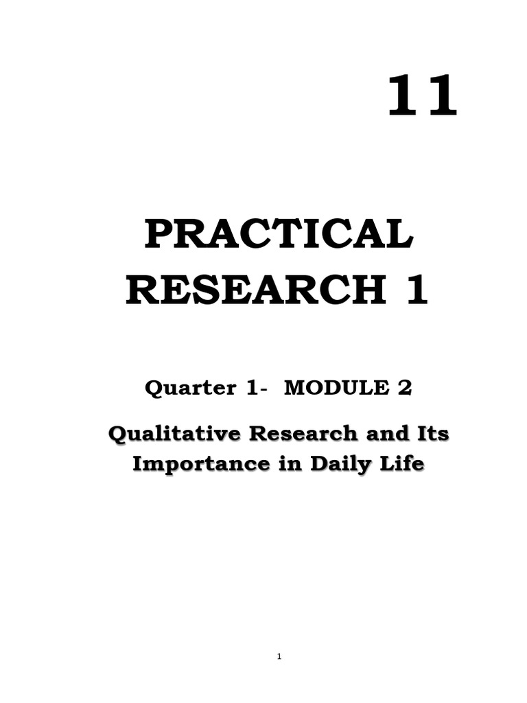 Quarter 1 Module 2 Practical Research 1 | PDF | Qualitative Research | Methodology
