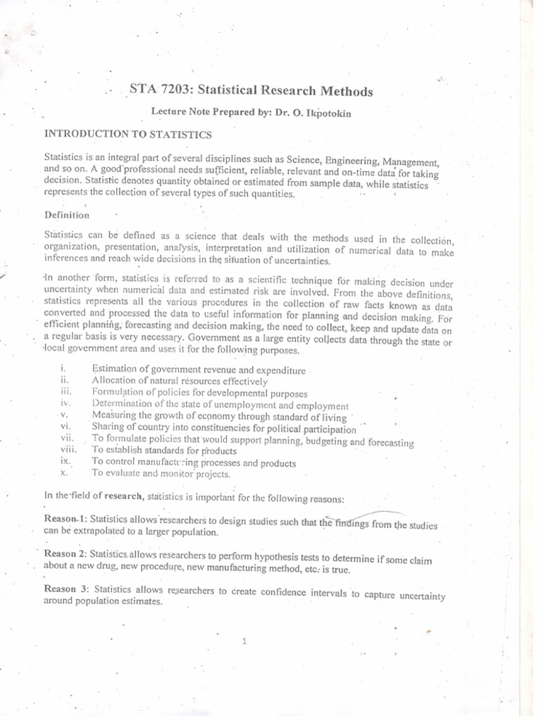 Statistical Research Methods | PDF