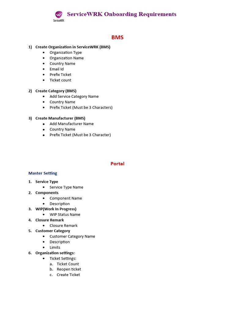 ServiceWRK on Boarding Requirements | PDF | Computing | Software