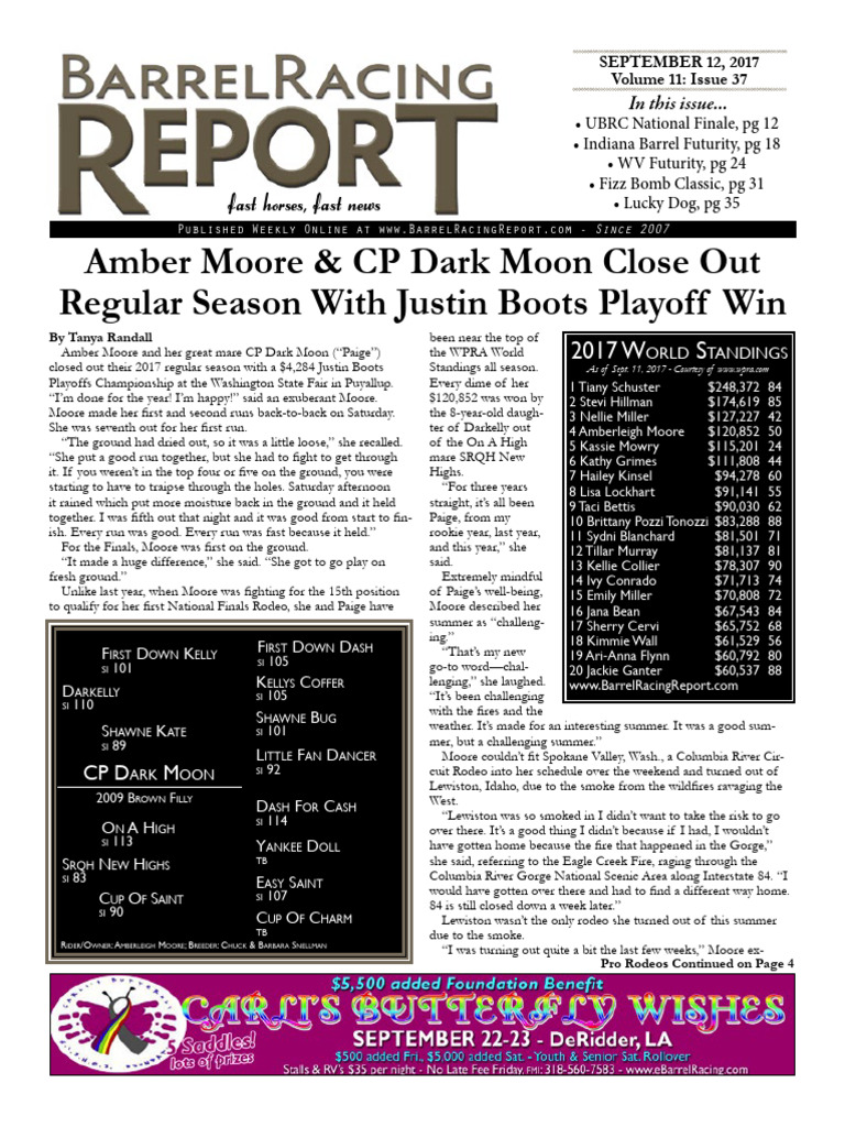 9 12 17 BarrelRacingReport HighRes | PDF | Horse Breeding | Rodeo