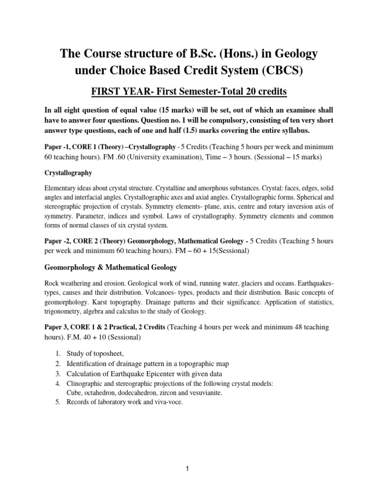 Geology - BSC Syllabus - VBU - 38bd | PDF | Minerals | Rock (Geology)