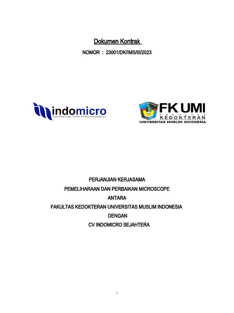 Dokumen Kontrak FK UMI Indomicro | PDF