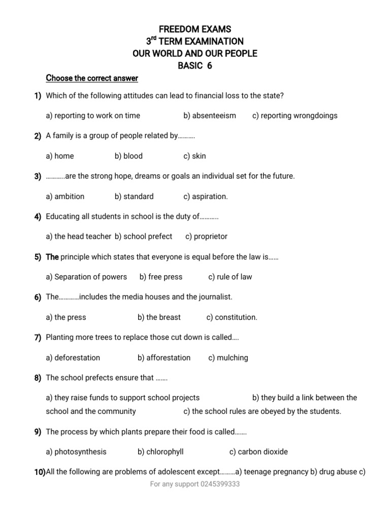 Grade 9 OWOP Exam Questions | PDF