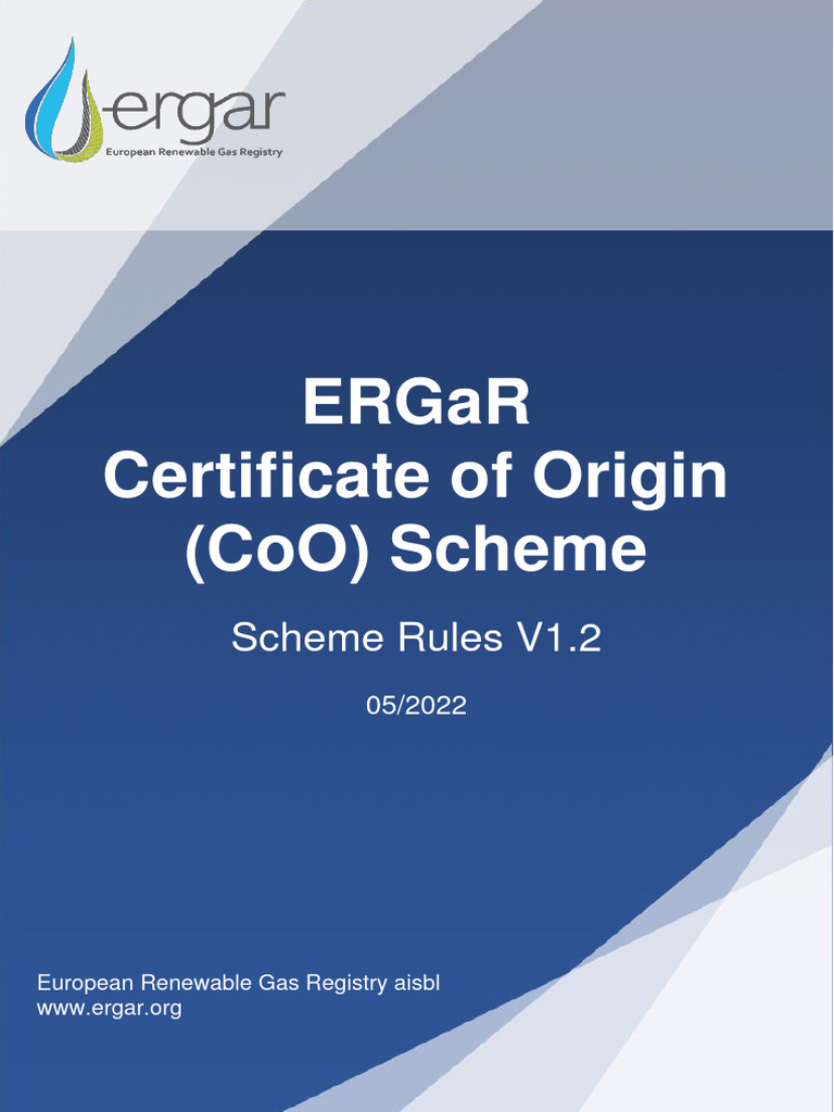 ERGaR 原产地证书 (CoO) 方案 | PDF | Biogas | Information Privacy