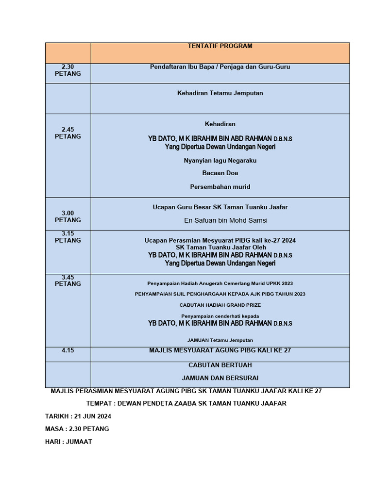 Tentatif Program | PDF