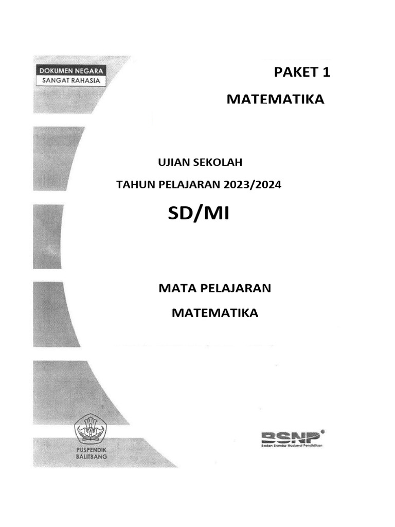Us MTK Kelas 6 2024 | PDF