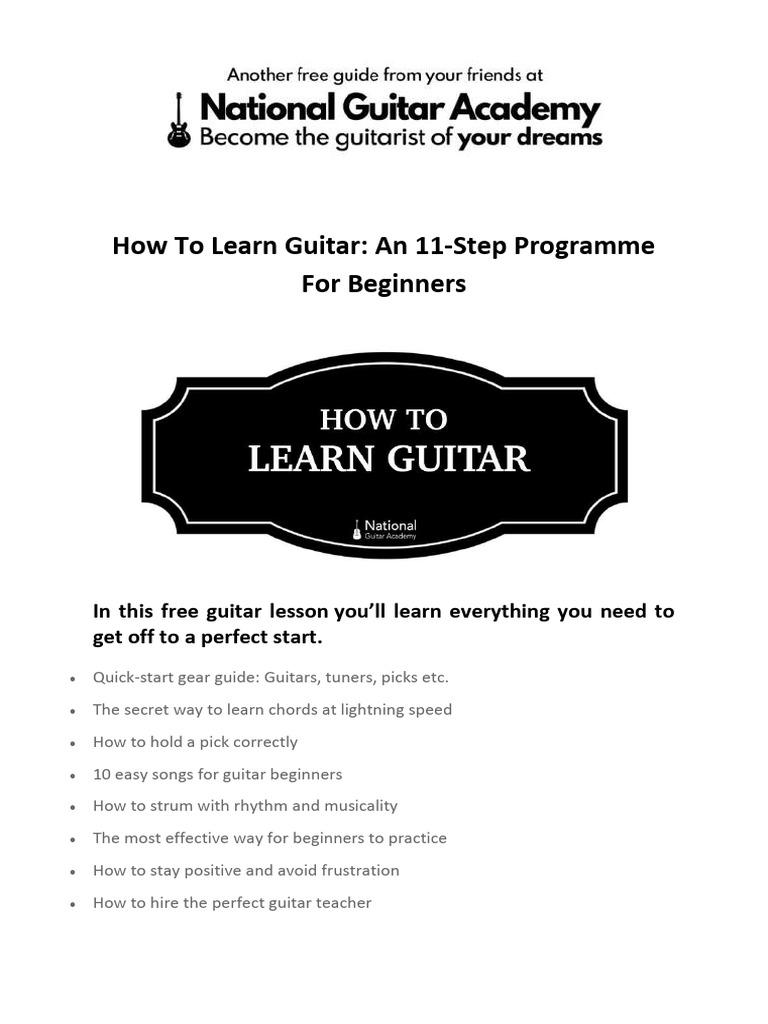 Beginner's Guide: Learn Guitar in 11 Steps | PDF | Guitars | Chord (Music)