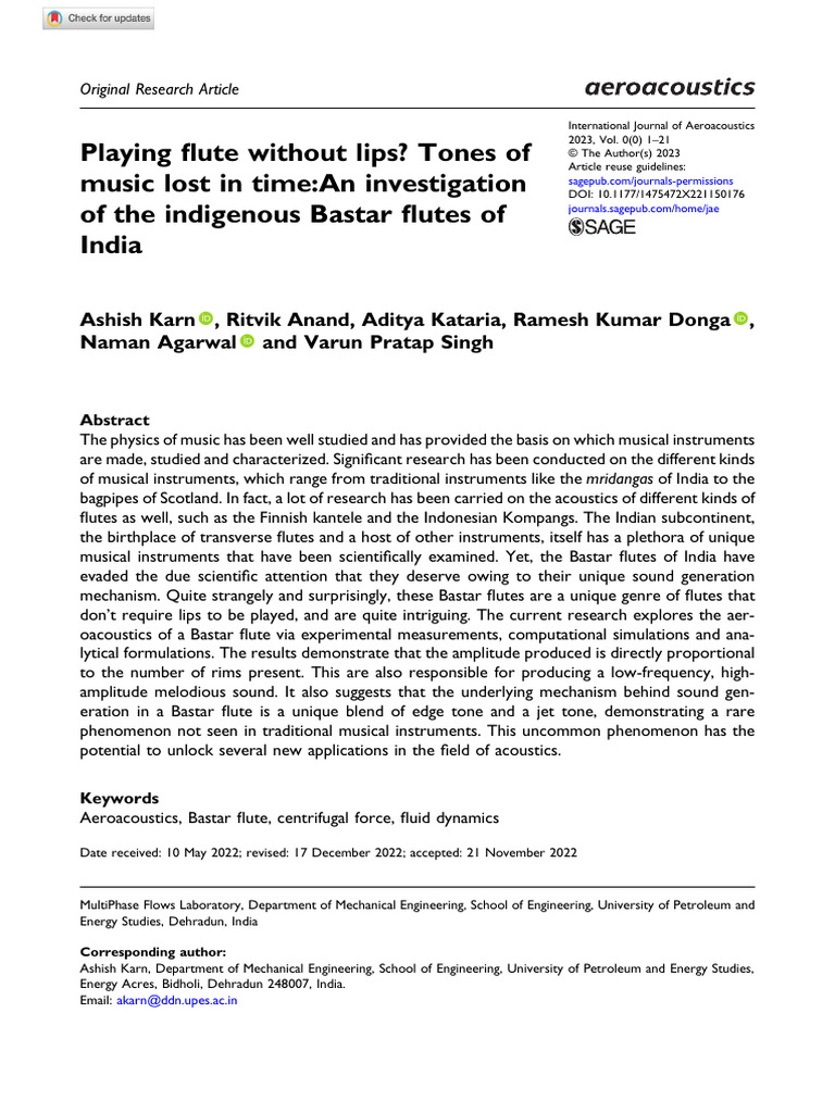 2023 - Karn Et Al - Playing Flute Without Lips - Int J. Aeroacoustics ...