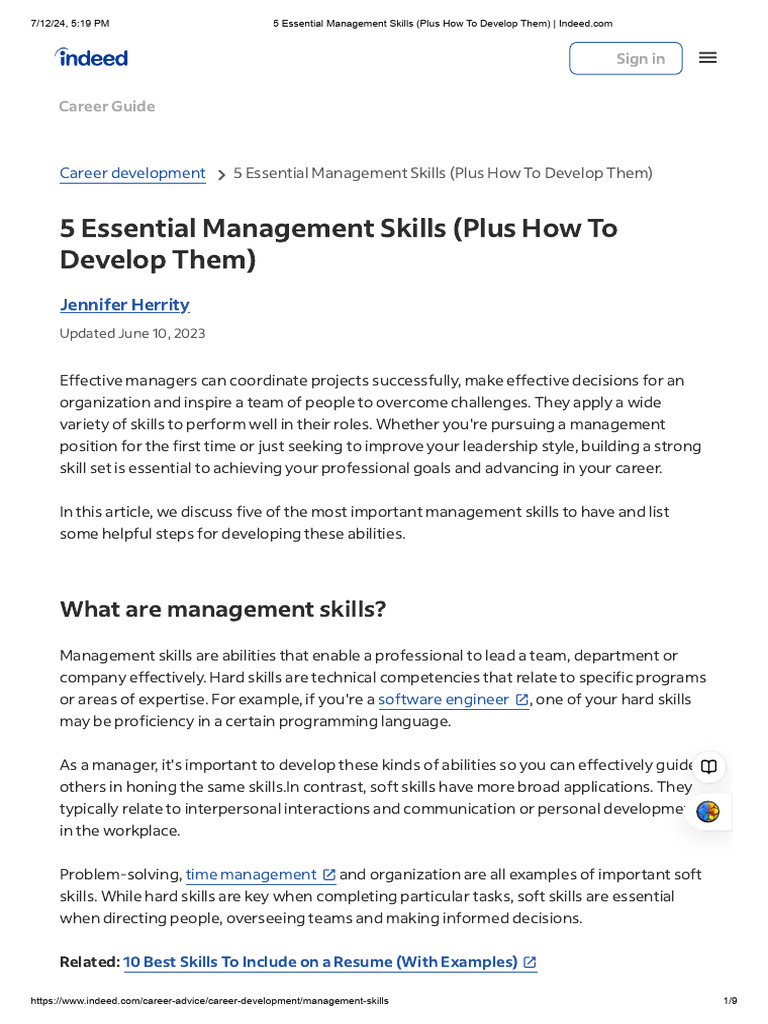 5 Essential Management Skills Explained | PDF | Leadership | Skill
