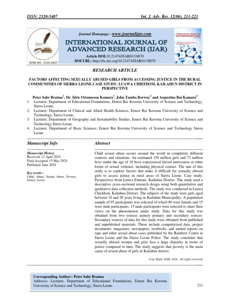 FACTORS AFFECTING SEXUALLY ABUSED GIRLS FROM ACCESSING JUSTICE IN THE RURAL COMMUNITIES OF ...