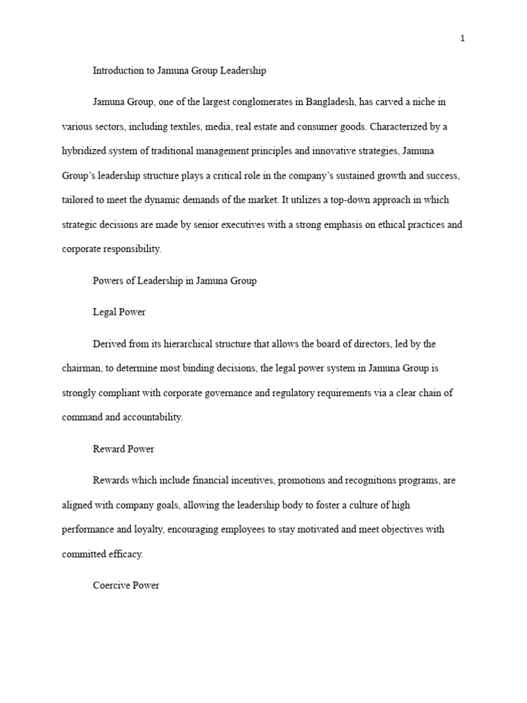 Introduction To Jamuna Group Leadership | PDF | Leadership | Power (Social And Political)