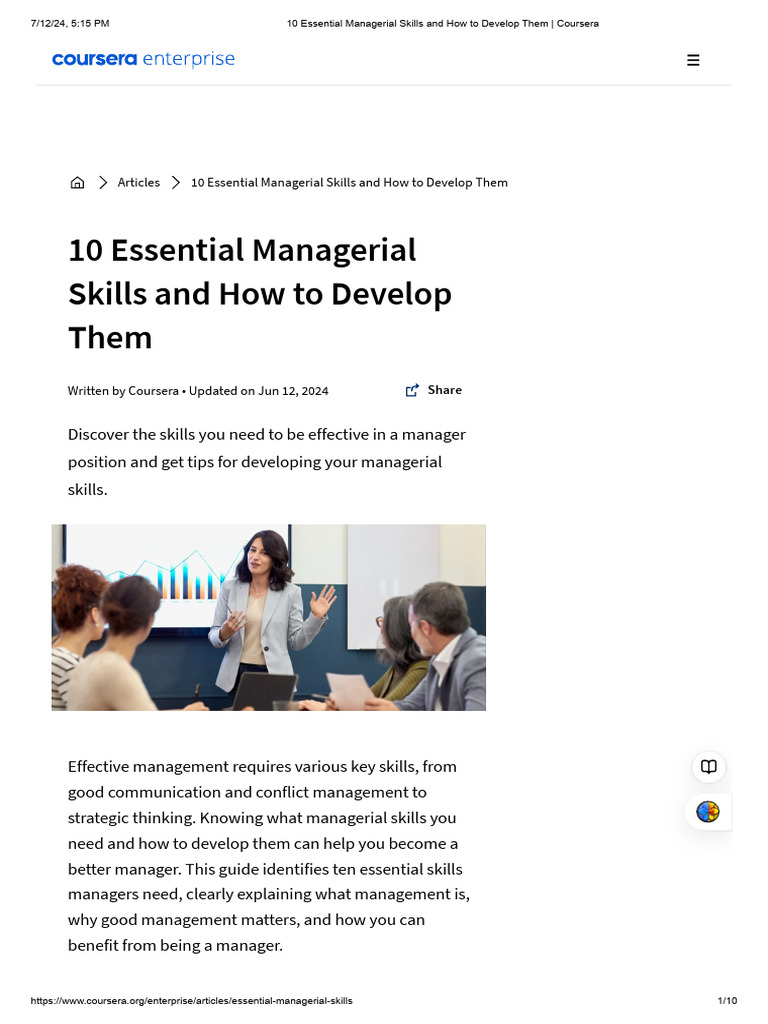Top 10 Essential Management Skills | PDF | Leadership | Motivational