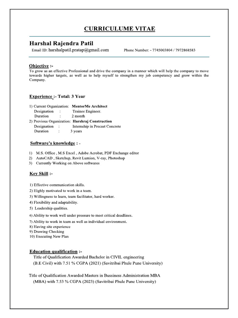 Harshal CV | PDF