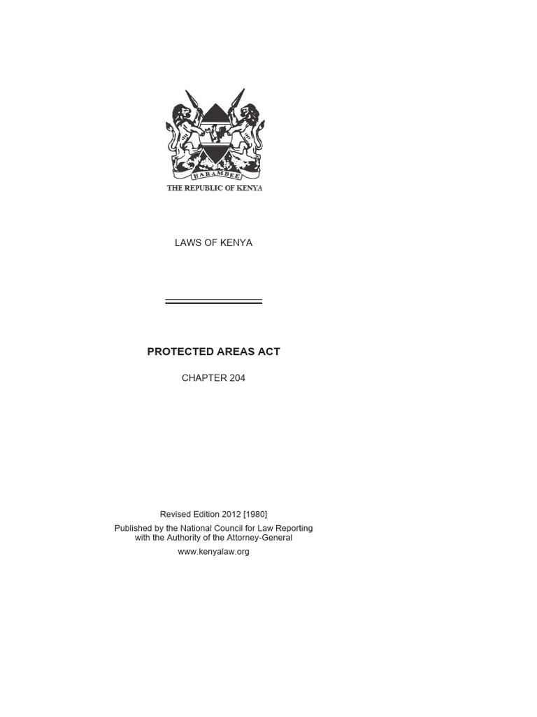 Protected Areas Act Cap 204 | PDF | Nairobi | Kenya