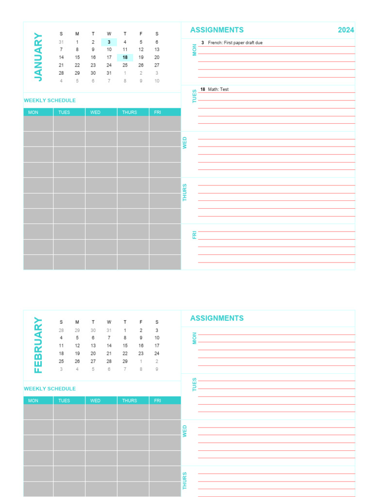 Weekly Planning Calendar - Any Year | PDF