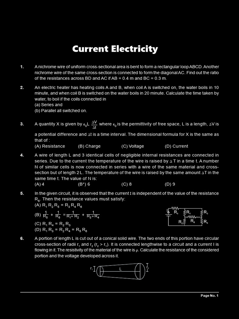 Current Electricity Handout | PDF | Electrical Resistance And Conductance | Resistor