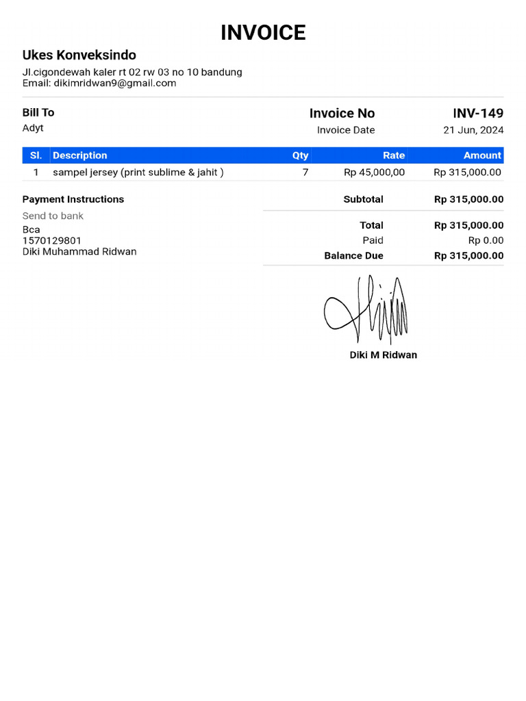 Invoice INV 149 | PDF