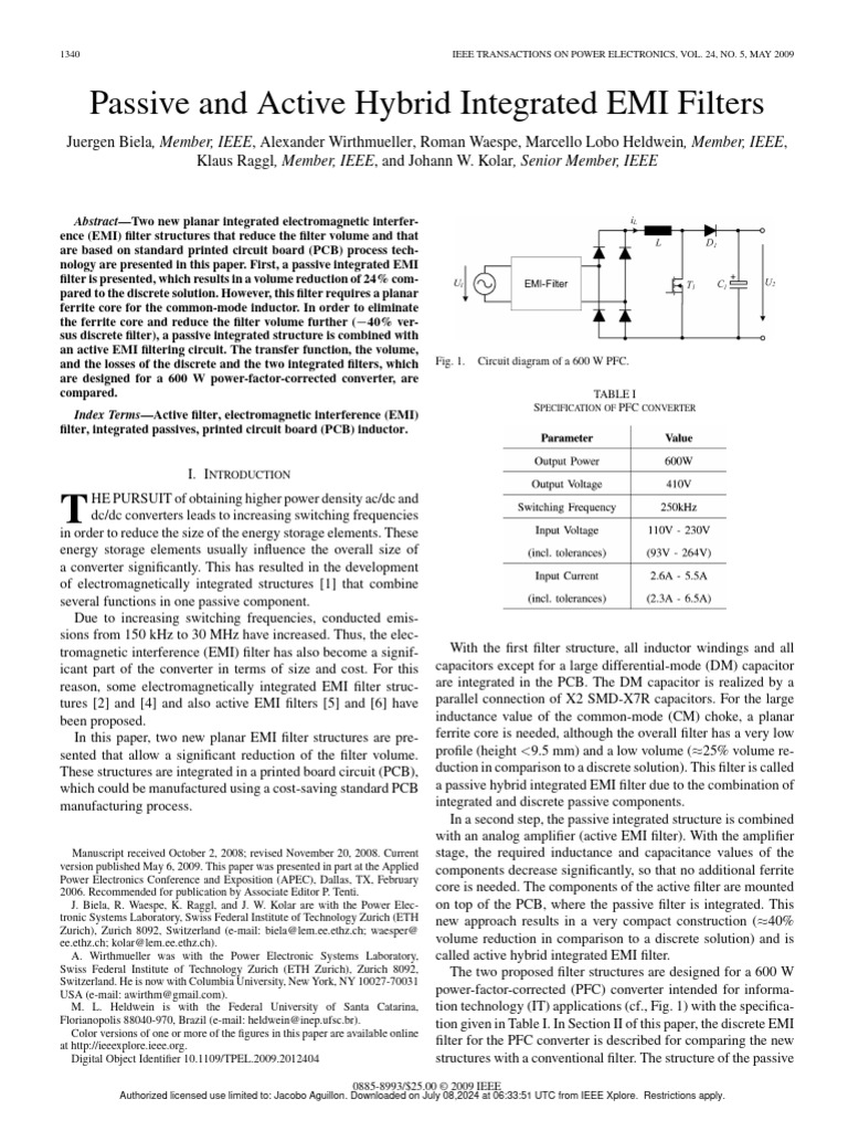 Hybrid EMI Filters: Passive & Active | PDF | Electronic Filter ...