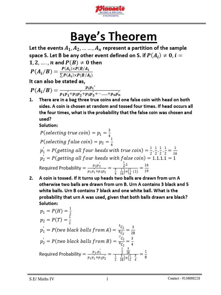 Bayes Theorem | PDF | Mathematics | Probability Theory Bayes Theorem | PDF | Mathematics | Probability Theory