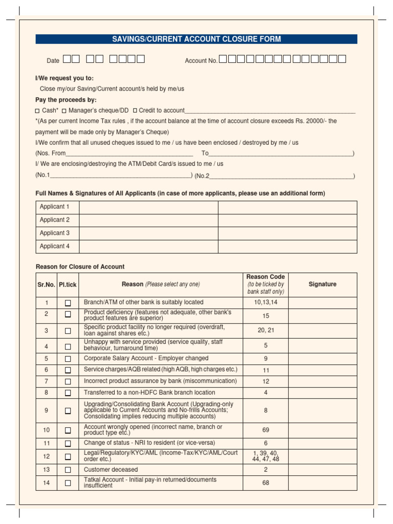 Ab748 SB HDFC Bank Closure | PDF | Transaction Account | Cheque