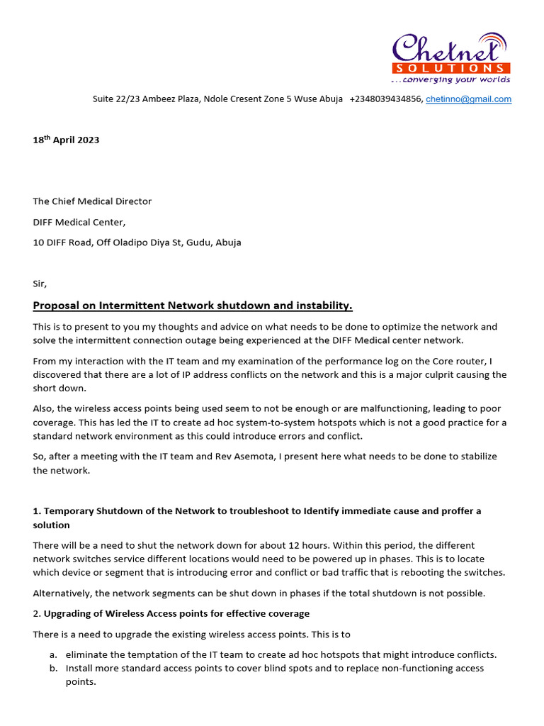 DIFF Medical Centre Network Optimization | PDF | Computer Network ...