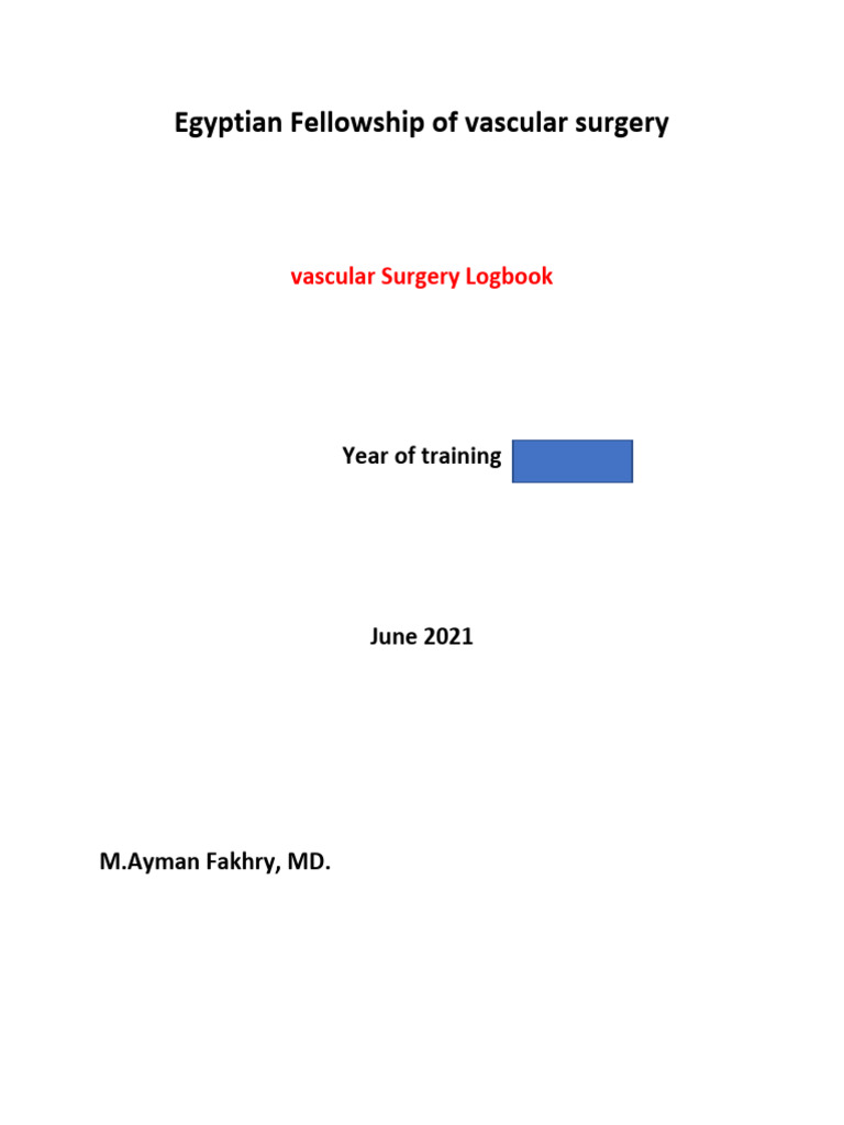 Log Book Vascular Surgery - Updated | PDF | Surgery | Patient