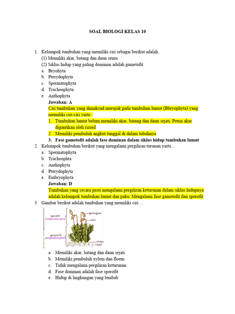 Soal Biologi Kelas 10 | PDF