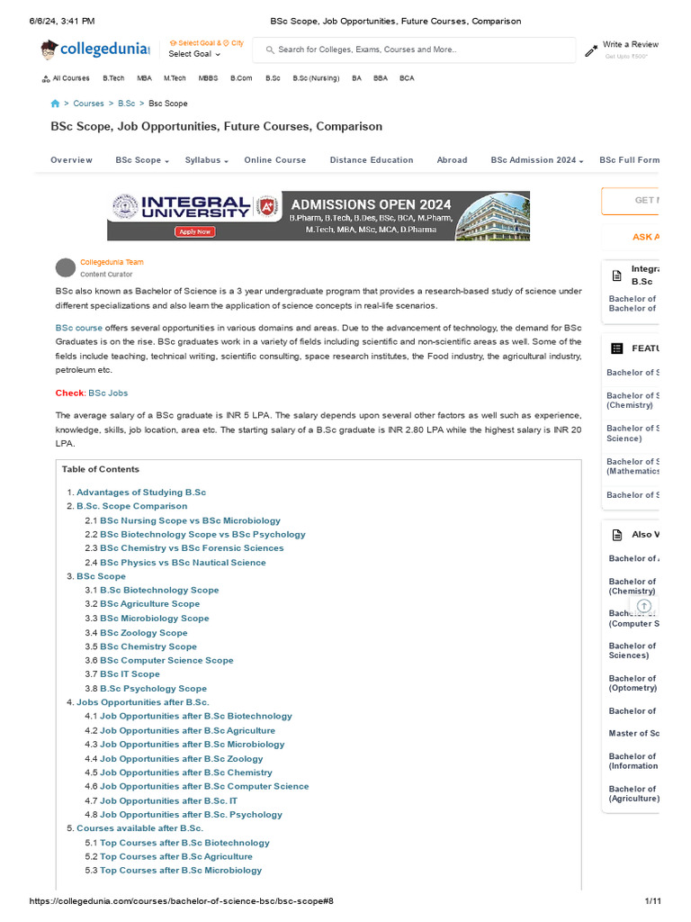 BSC Scope, Job Opportunities, Future Courses, Comparison | PDF ...