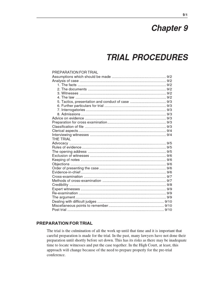 9 - Trial Procedures - Chapter 9 | PDF | Witness | Discovery (Law)