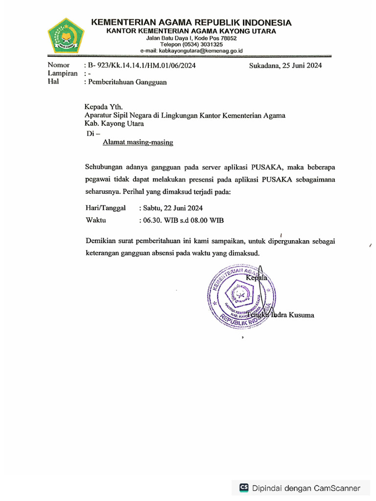 Surat Keterangan Absen Error (22062024) | PDF