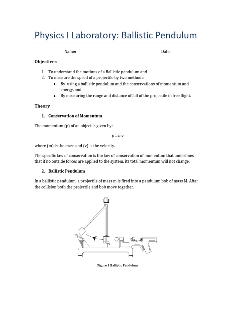 Ballistic Pendulum Lab Report | PDF | Momentum | Collision