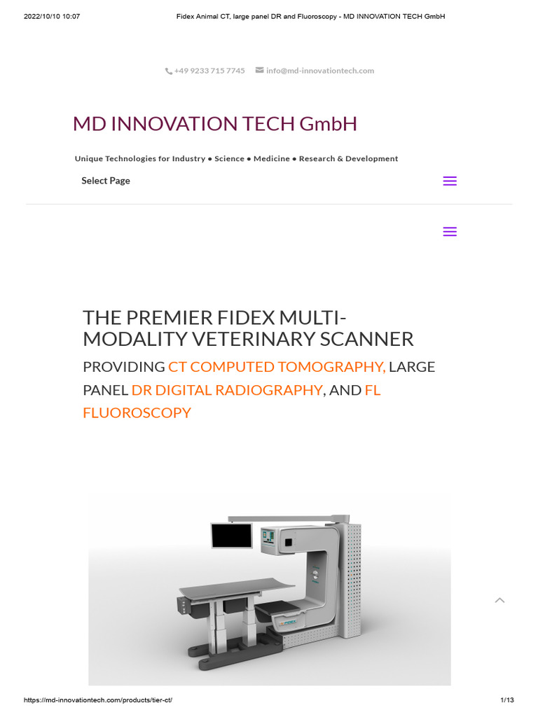 Fidex Animal CT, Large Panel DR and Fluoroscopy - MD INNOVATION TECH ...