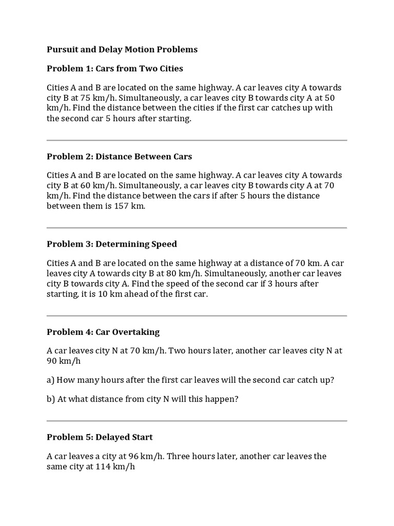 1.05 Pursuit and Delay Motion Problems | PDF | Speed | Motorcycle