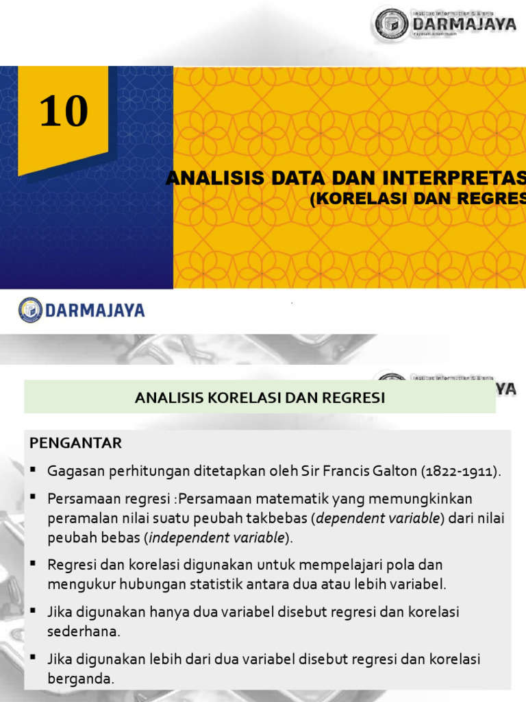ppt-pertemuan-10-analisis-data-dan-interpretasi-korelasi-dan-regresi | PDF