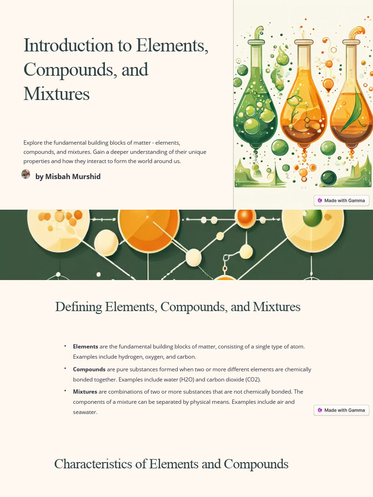 Introduction to Elements Compounds and Mixtures | PDF | Chemical ...